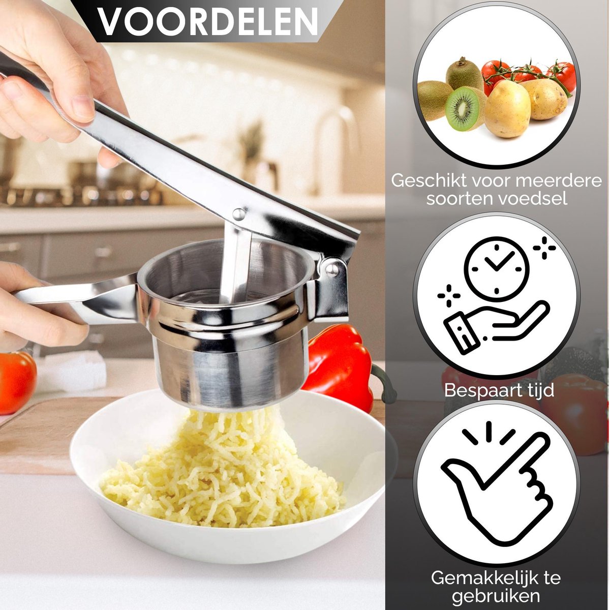 Aardappelpers - Pureeknijper - Pureestamper - 3 Schijvige Aardappelpers ...