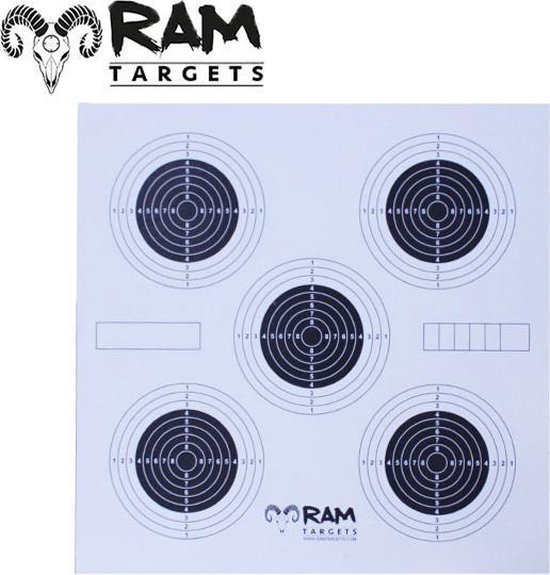 RAM Targets - Schietkaarten - 5 Targets Afgebeeld - 100 Stuks Per Pak | bol