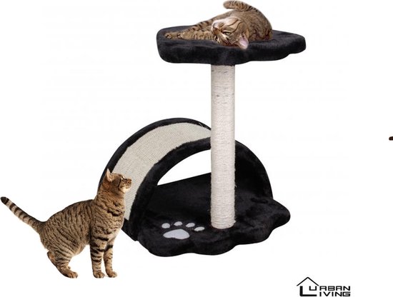 Kats Kattenpaal Krabpaal met huis en relaxplateu l - 35 x 35 x 44 cm ...