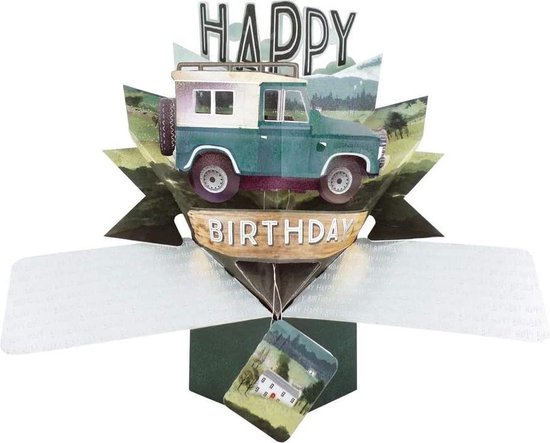 3D Pop-up wenskaart - Happy Birthday (Land Rover) | bol.com