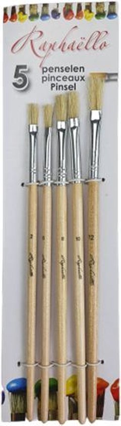 Penselen hout - Verschillende maten - Set van 5 | bol