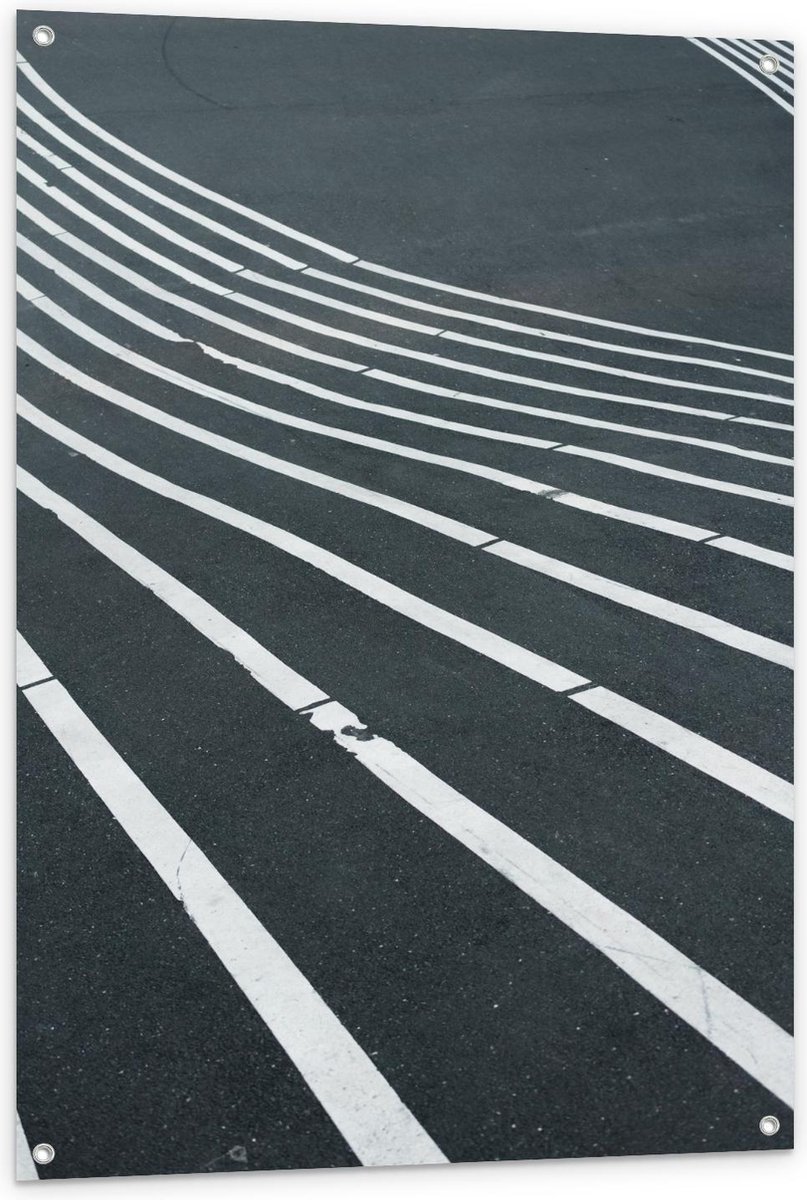 Tuinposter – Witte Strepen op Wegdek - 80x120cm Foto op Tuinposter ...
