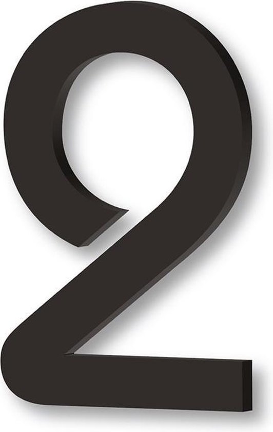 Zwart huisnummer 2 - huisnummer voordeur - 20cm hoog - type B-H | bol
