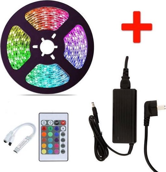 RGB LED Strip Set - 5 Meter - 14.4 Watt/meter - Waterdicht IP65 - Met ...