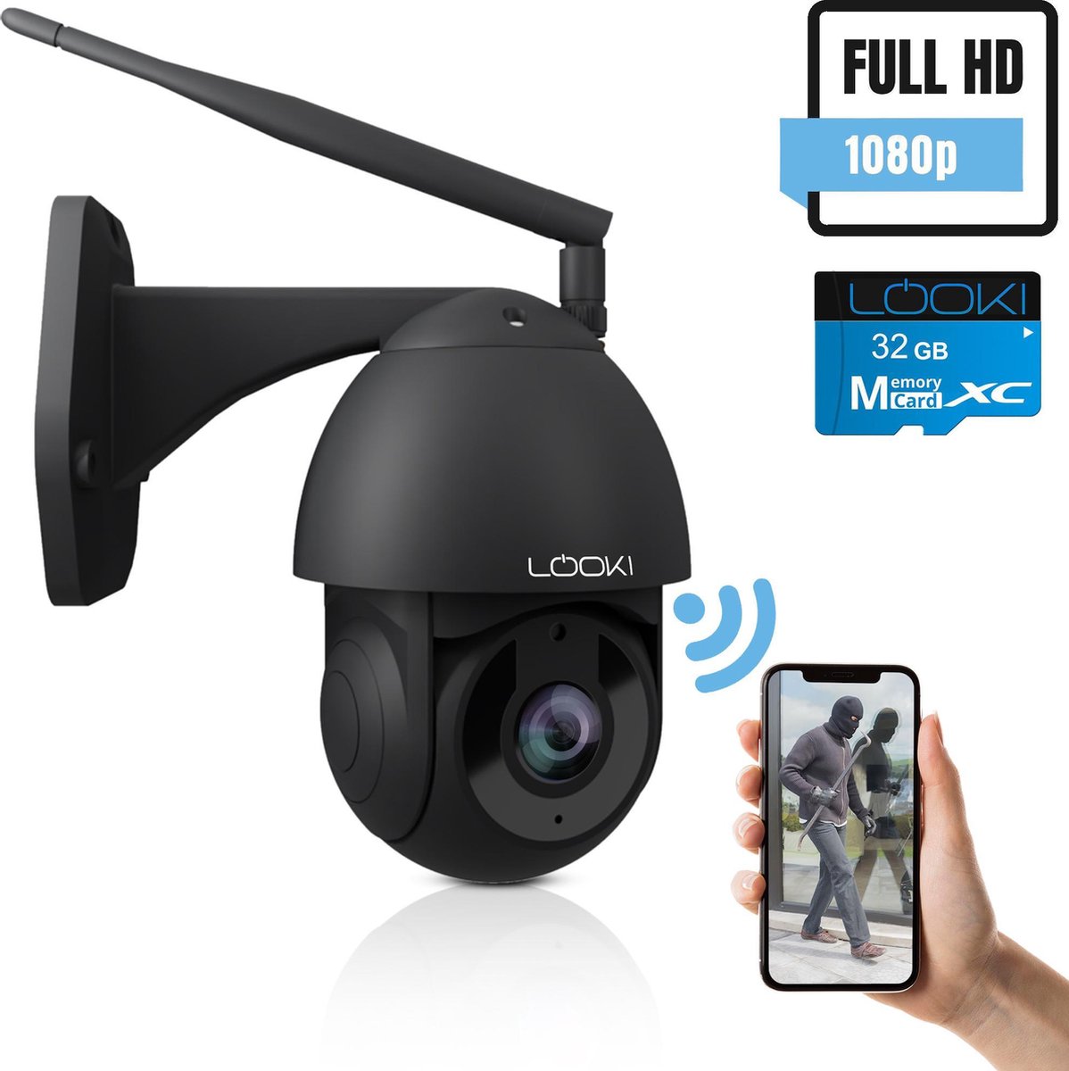 bol.com | Looki® 360PRO Beveiligingscamera voor Buiten - Full HD - Draadloze IP camera - met...