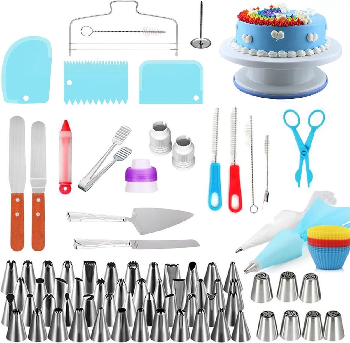 AWEMOZ Luxe Cake & Taart Decoratie Set - 142-delig - Bakspullen ...