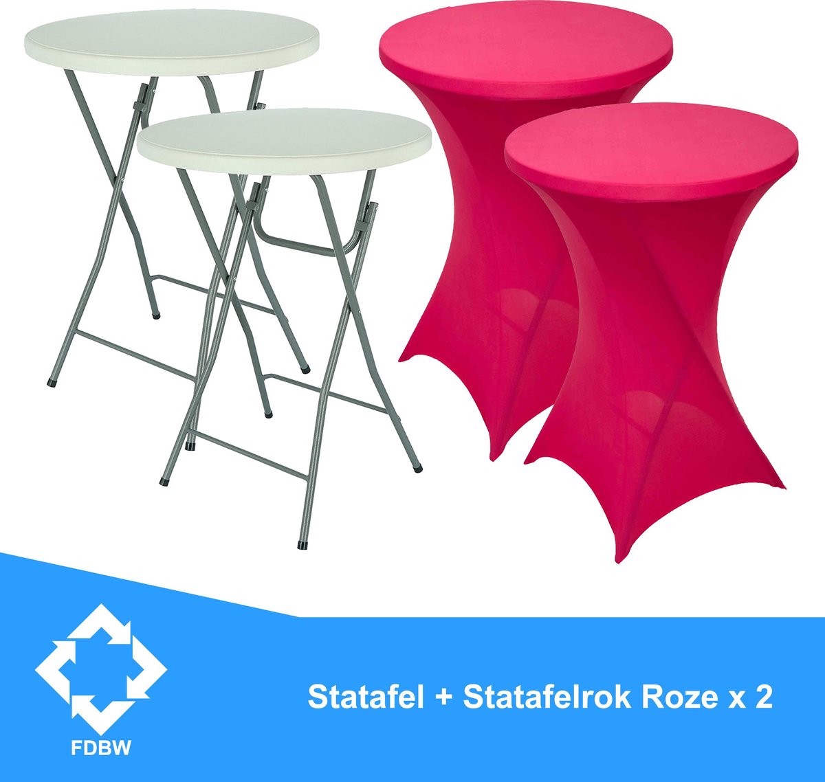 Statafel x 2 + Roze Statafelrok x 2 – 80 cm Dia x 110 cm hoog – Cocktailtafel – Hoge... | bol.com