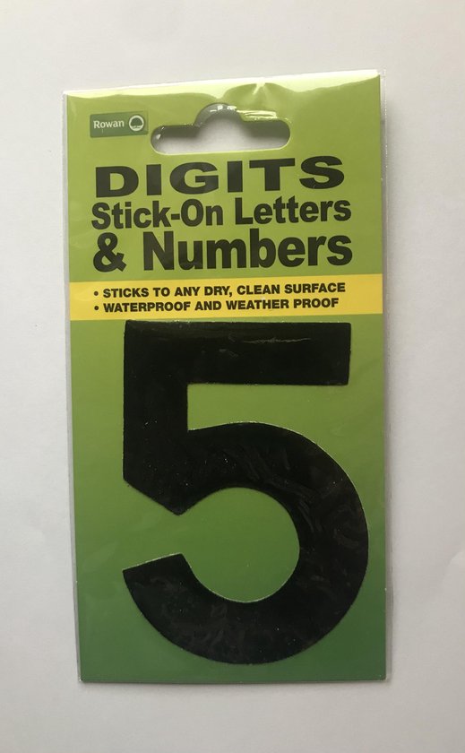 Huisnummer 5 klein, zwart , huisnummer sticker, klein zwart nr 5 ...