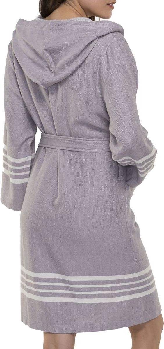 Hamam Badjas Sun Light Grey - XL - korte sauna badjas met capuchon ...