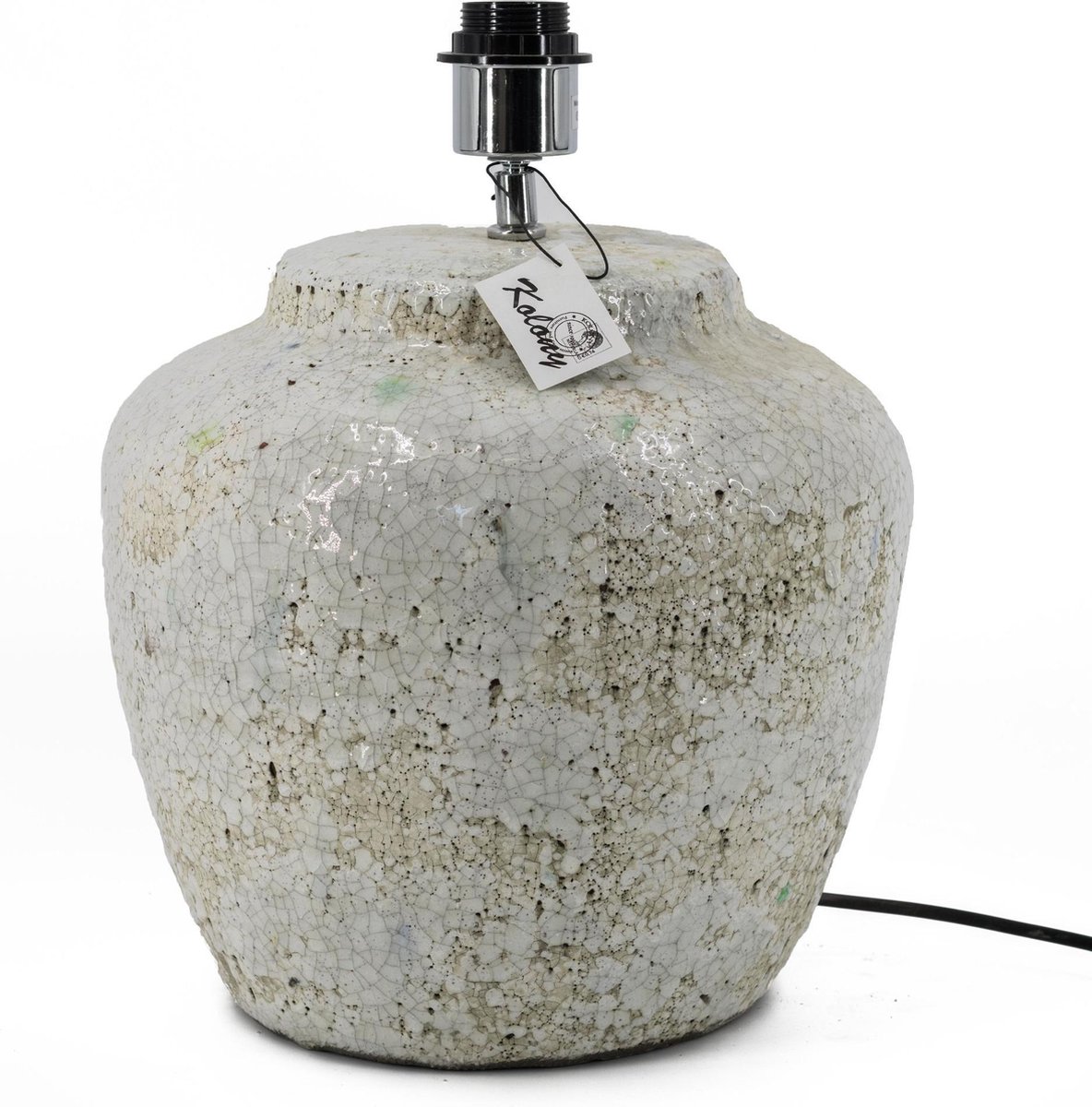 Aardewerk lampenvoet off-white - tafellamp exclusief kap - glazuur ...