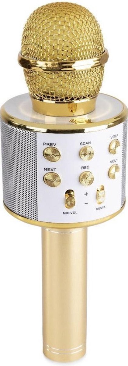 Karaoke Microfoon - Goud - Draadloos - Karaoke Set - Bluetooth - USB ...