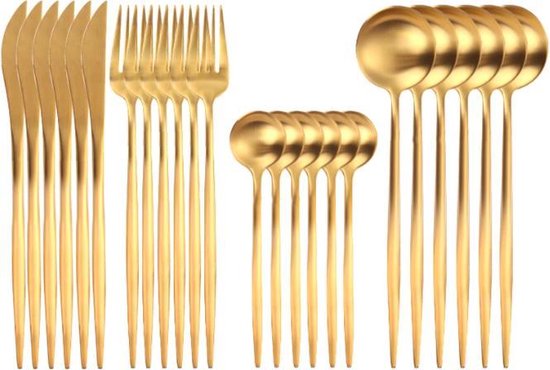 Gouden Bestek - Bestekset - 24 delig - Goud - 6 persoons | bol.com