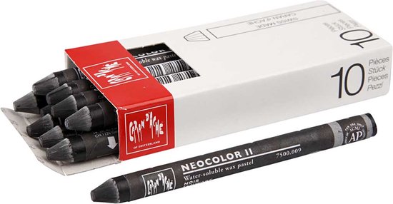 Neocolor II. L: 10 cm. black (009). 10 stuk/ 1 doos | bol.com
