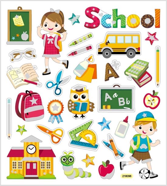 Stickers. school. 15x16.5 cm. 1 vel | bol.com