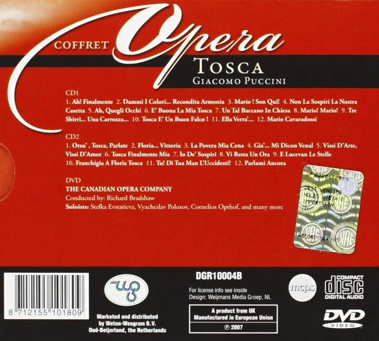 Tosca Dvd=, Puccini | CD (album) | Muziek | bol