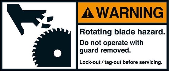 Warning Rotating blade hazard sticker, ANSI, 2 per vel 45 x 100 mm ...