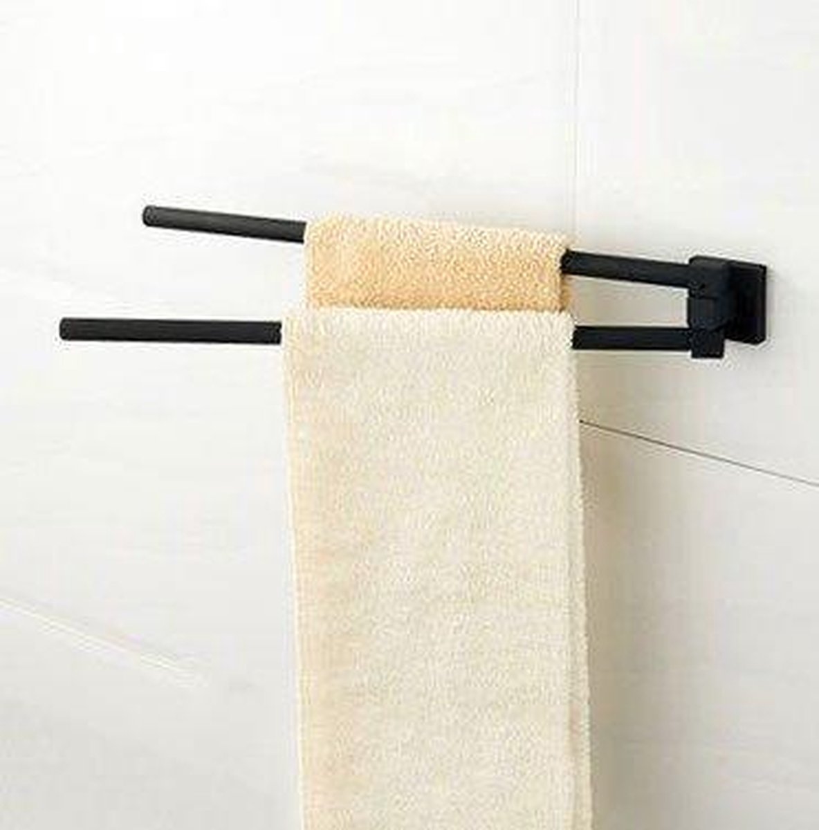 Handdoekenrek Boaz | Dubbel rek | Mat zwart | Roestvrij staal | Hangend ...