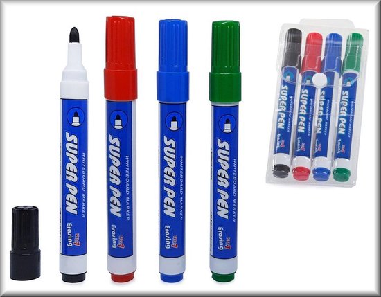 Droog uitwisbare stiften viltstiften voor het schoolbord een set van 4 ...