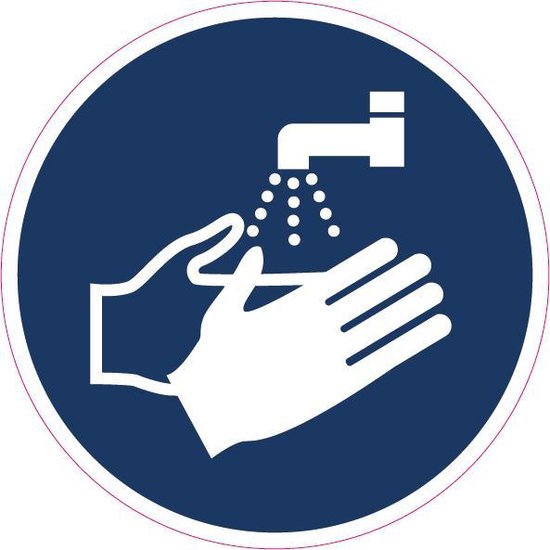 Pictogram sticker 75 stuks M011 - Handen wassen verplicht - 50 x 50mm ...