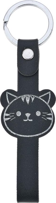 Melady Sleutelhanger Zwart Kunstleer, Metaal Sleutelhanger met Koord ...