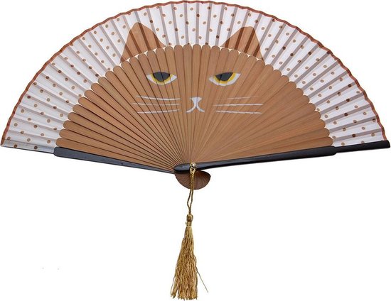 Melady Handwaaier 20 cm Bruin Papier Kat Spaanse Waaier Chinese Waaier ...