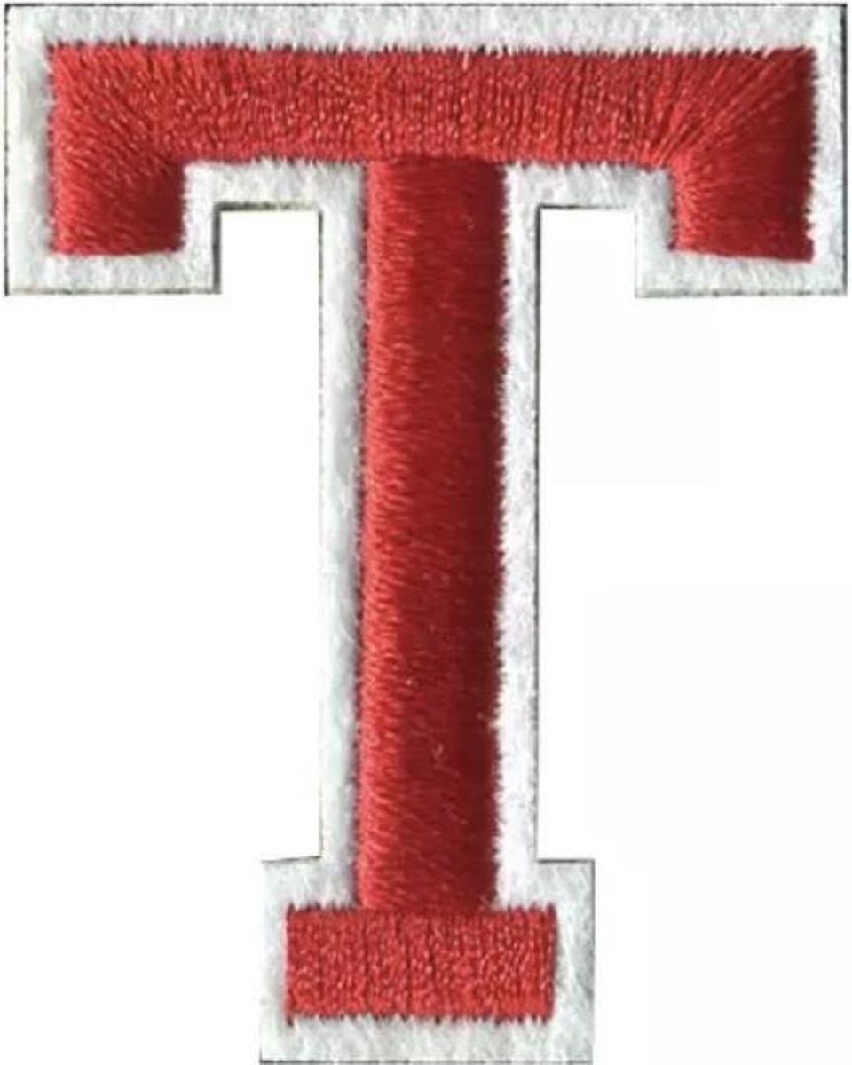 Alfabet Strijk Letter Embleem Patch Rood Wit Dun Randje B 4 x L 5.1 cm ...