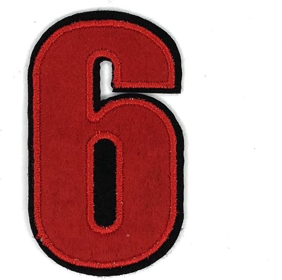 Cijfers 0 Tot En Met 9 Strijk Patches Rood Zwart 8 x 4,5 / Cijfer 6 ...