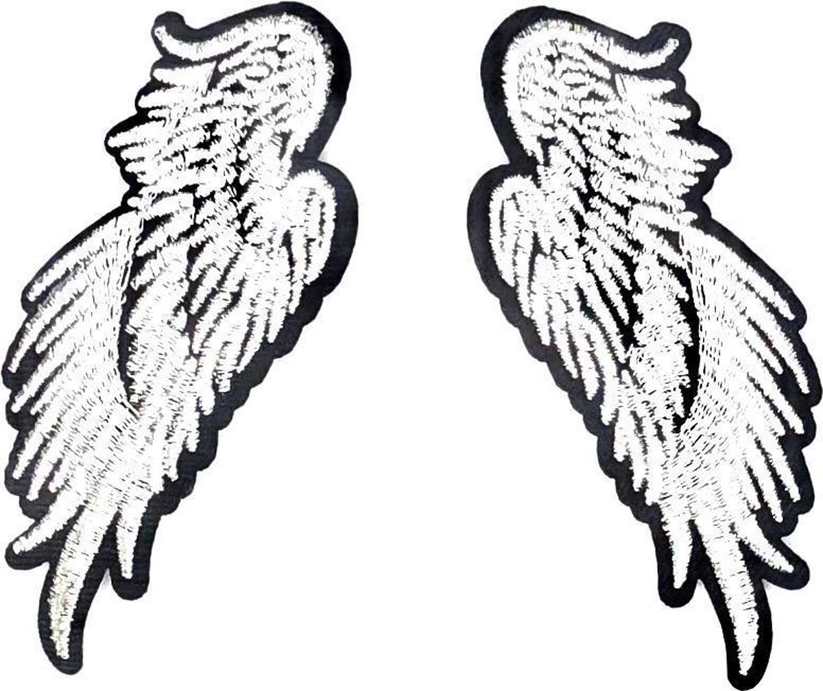 Vleugel Vleugels Wings Strijk Embleem Patch Set Zilver 4 cm / 9.4 cm ...