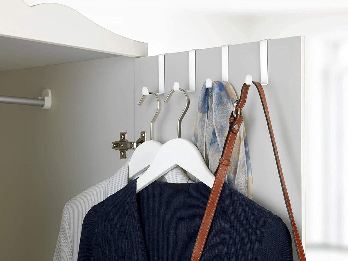 bol.com | Deurhaak - Deurhanger Kapstok Haken 7,6x6cm Staal Wit 4 stuks