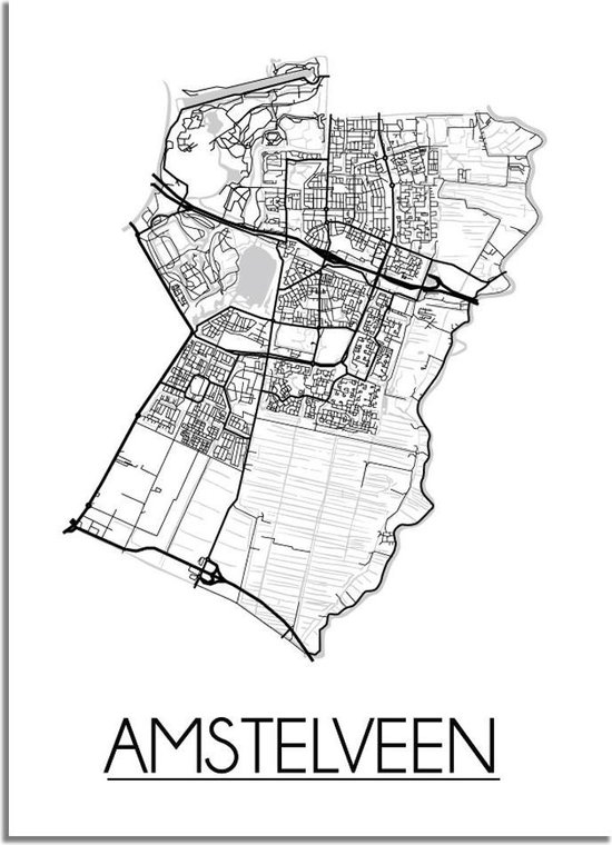 Amstelveen Plattegrond poster A2 poster (42x59,4cm) - DesignClaud | bol.com