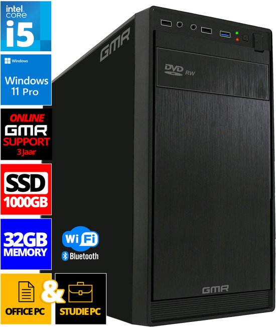 Intel Compleet PC | Intel Core i5 | 32 GB RAM | 1000 GB SSD | Windows 11 Pro | bol
