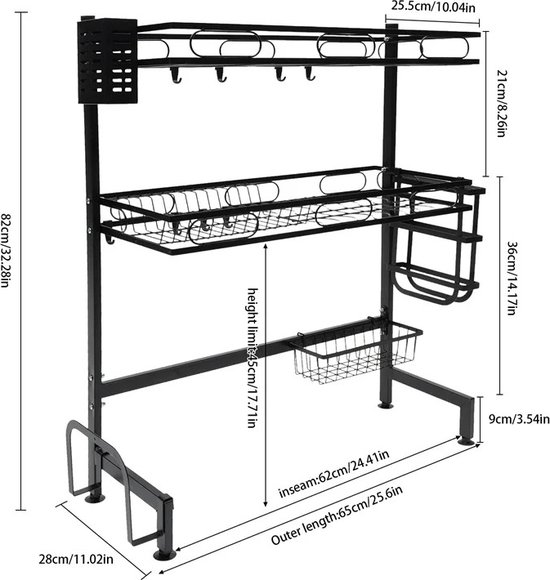 Botec 2 Tier Boven Gootsteen Afwasrek - afdruiprekken - druiprek ...