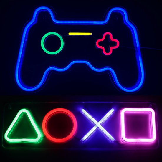 Neon Lamp - Game Controller Blauw + Game Controller Buttons - Incl ...
