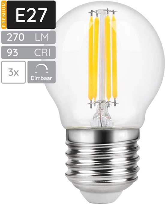 SPL E27 LED Lamp 4W Dimbaar - CRI 93 - Extra Warm Wit - LED Filament G45 - Vervangt... | bol