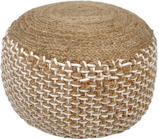 Poef - Poef Jute - Rieten Poef - Jute Poef - Poef Rond - 50x50x35 cm ...