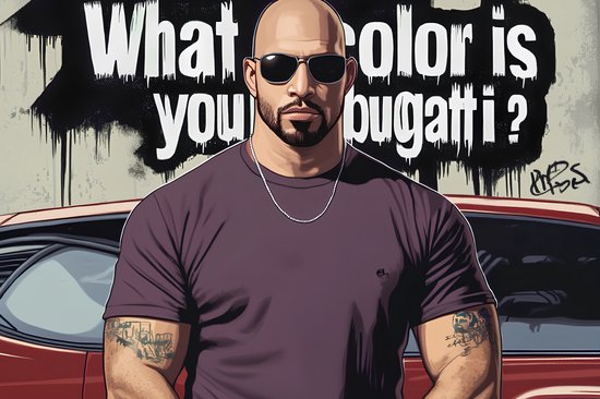 Andrew Tate Poster | What Color is your Bugatti? Poster | Sportsauto ...