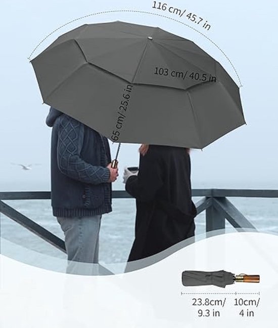 winddicht, sterk, automatische opvouwbare paraplu's voor wind en regen, | bol