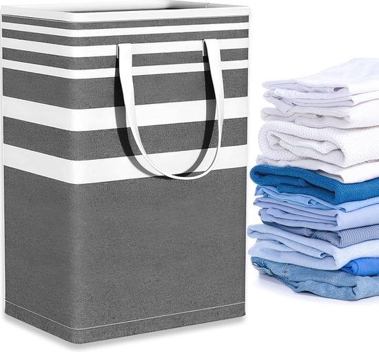 Grote Opvouwbare Linnen Wasmand 75L met Lange Handgrepen - Waterdichte Opbergbak voor... | bol
