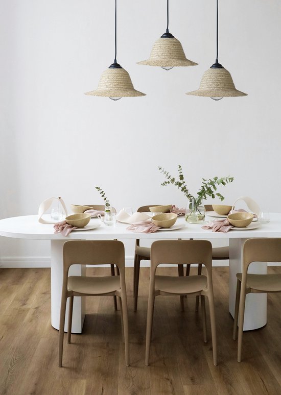 Hoedlamp - Hanglamp Gevlochten Rieten - Verlichting - Rotan hoed lamp ...