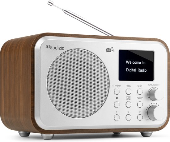 DAB radio met Bluetooth - Audizio Milan - DAB radio retro met accu en FM radio - Silver | bol