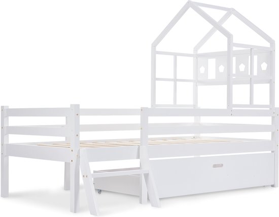 Gutent Kinderbed - met ladder en lade (140 x 63 x 27 cm) - met spijlen ...