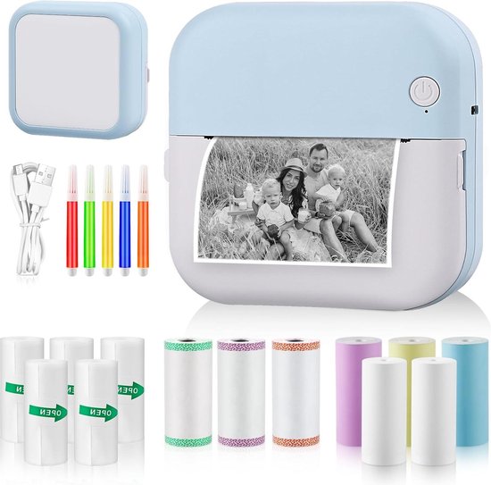 Mini-printer fotoprinter draagbaar draadloos thermisch met 13 rollen ...