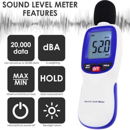 Decibel Meter Draadloze Bluetooth - Geluidsniveau logger 0-130 dB - db meter | bol