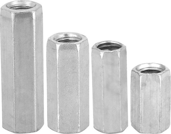 10 stuks koppelingsmoeren hex lange stang hulsmoeren - koolstofstaal ...