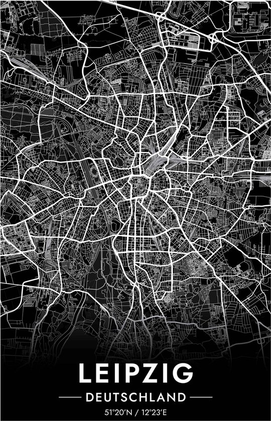Leipzig Poster | Duitsland Poster | Zwart Poster | Stad Poster | Kaart Poster | Map... | bol