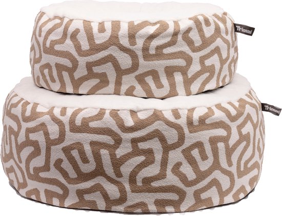 Poef bouclé - Hondenkussen - Poef rond - Teddy bed - Zitzak - Hondenbed ...