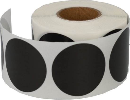 1000 Etiketten Stickers Rond 35 mm op Rol Zwart - Label Blanco Sticker ...