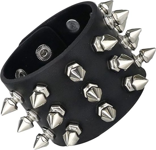 Punk Armband - Gothic Spike Armband - Bracelet met Ring&Studs - PU Leer ...