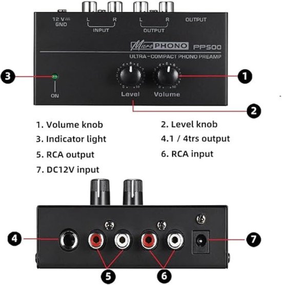 Equivera phono voorversterker - PP400 Phono Preamp met Level Controls ...
