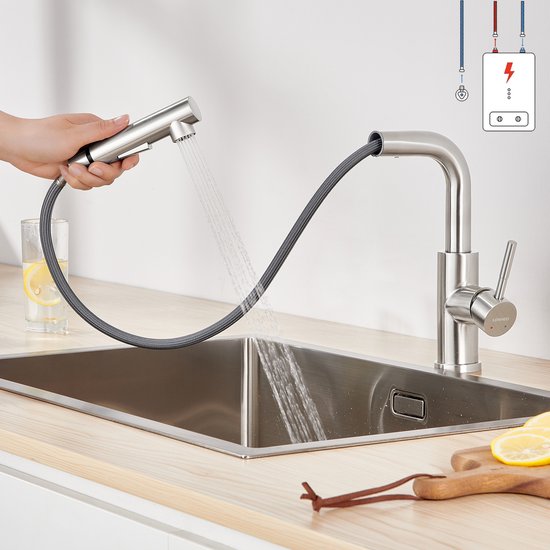 Lonheo max Keukenkraan met Uittrekbare Uitloop - lagedruk keukenkraan -... | bol